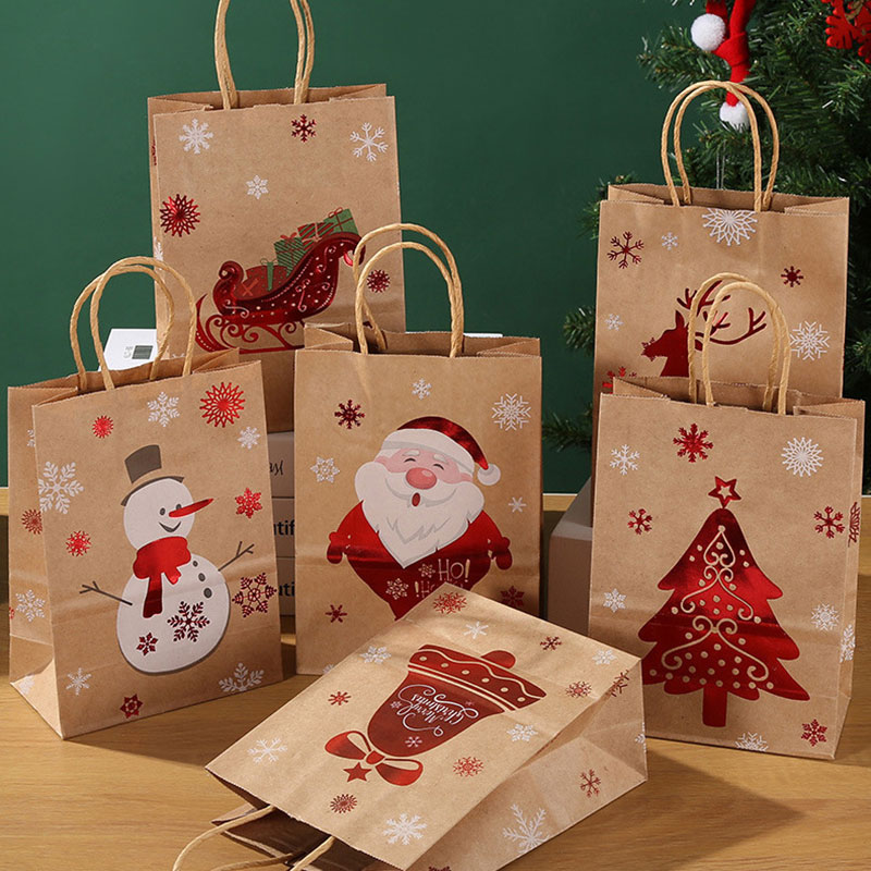 【楽天市場】手提 紙袋 クリスマス 6枚入 手提げ袋 クリスマスツリー 紙袋 プレゼント 包装袋 雪だるま：Monuso
