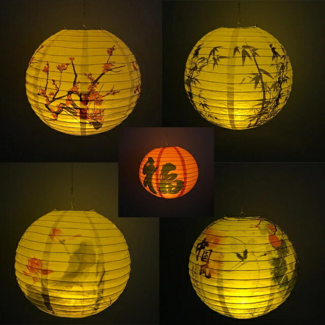 【楽天市場】8種類セット 直径約30cm 提灯 古風 ちょうちん LED マーケット装飾 手提げ 花 中国風 和紙提灯 折り畳み式 イベント お祭り パーティー DIY飾り「ランタンのみの販売 ...