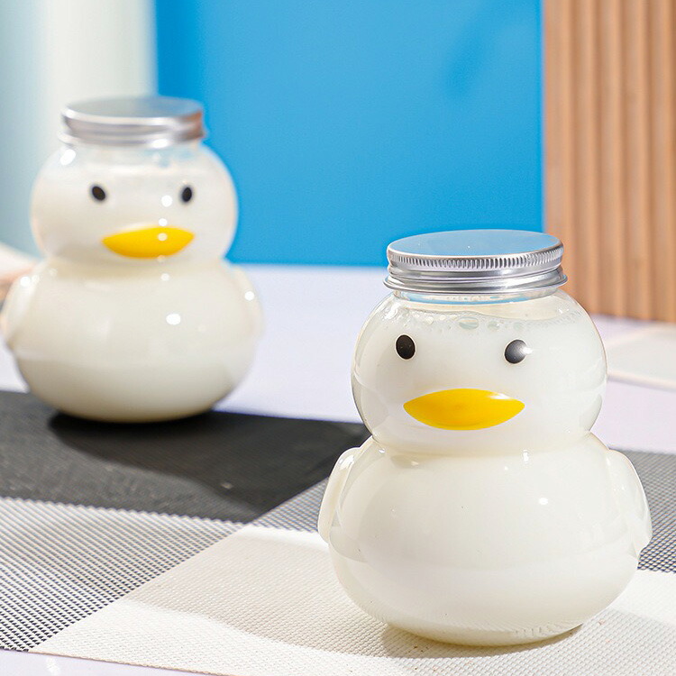 【楽天市場】【新発売】 ドリンクボトル アヒル 500ml フタ付き ストローなし タピオカボトル チーズティー バナナジュース クマ ボトル ドリンク カップ プラカップ 透明カップ プラ ...