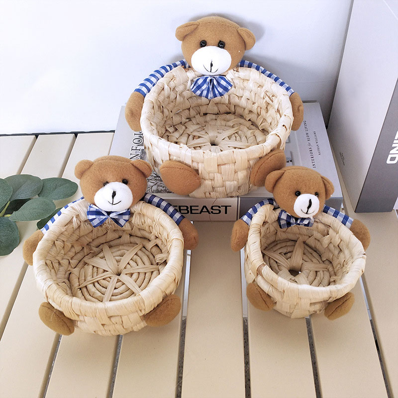 【楽天市場】3個セット 収納バスケット かご 収納ボックス クマ ウサギ 編み込み フルーツバスケット 収納ケース パンかご 化粧品/お菓子/おもちゃ/雑物 卓上収納 省スペース 部屋 ...