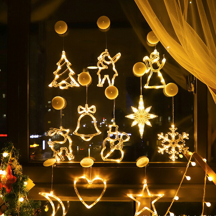 【楽天市場】6個セット クリスマス ライト クリスマス飾りライト イルミネーションライト 電池式 led 吸盤式 室内 窓飾り：Monuso