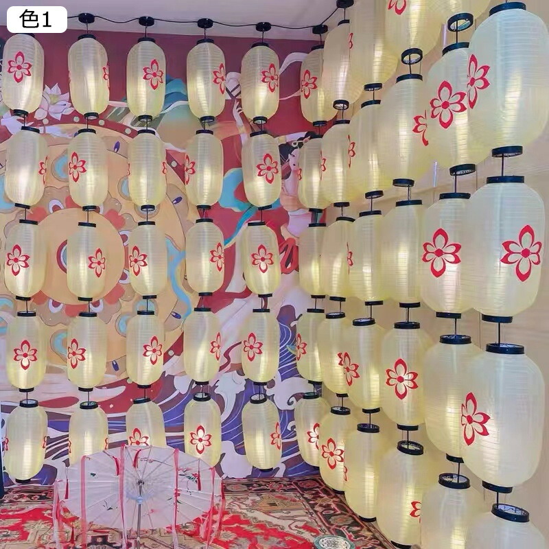 【楽天市場】花模様 提灯 4個セット 20*35cm/25*45cm/30*55cm おしゃれ 長提灯 シルクちょうちん 和風提灯 防水 折りたたみ式 再利用可能 掛け物 花火大会 居酒屋 ...