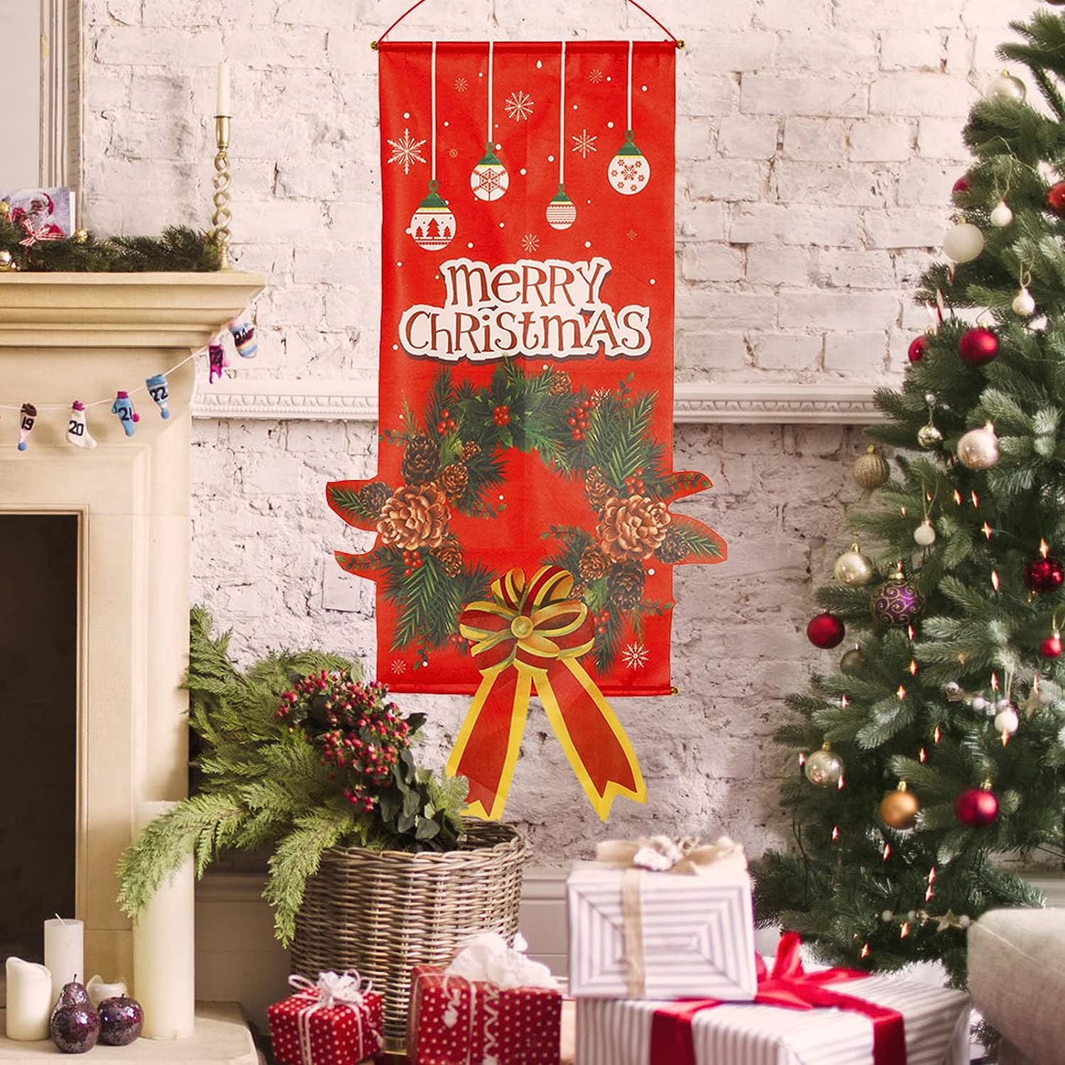 【楽天市場】クリスマスタペストリー クリスマス 飾り 壁掛け タペストリー 雑貨 店舗 装飾 室内 飾りつけ 雪だまる サンタクロース 贈り物 クリスマスプレゼント：Monuso