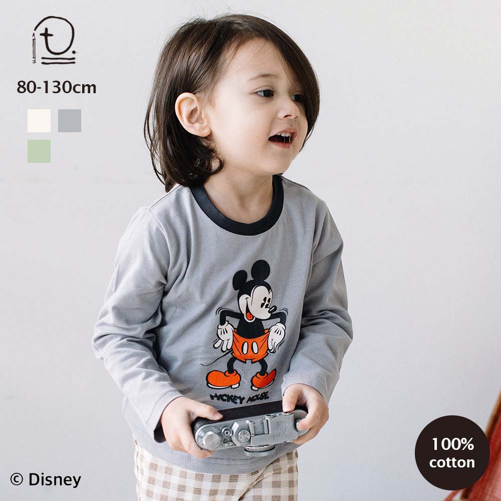 【楽天市場】[t.] Disney プリント 長袖 Tシャツ ディズニー ミッキー ベビー キッズ 子供服 トップス 男の子 女の子 80cm 90cm 100cm 110cm 120cm ...