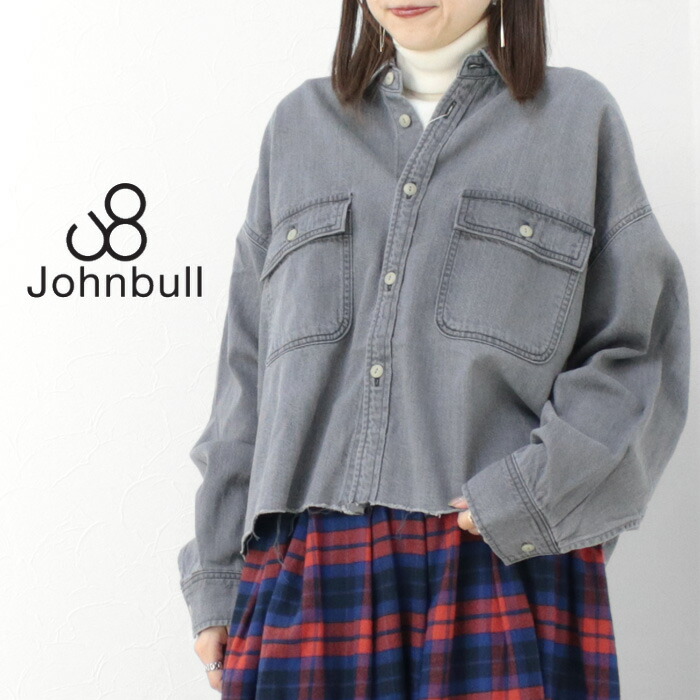 【楽天市場】[SALE セール] ジョンブル JOHNBULL ブラックデニムクロップドシャツ JL244S04 レディース 日本製 長袖 ショート丈 トップス 羽織 [返品・交換不可]：モア ...