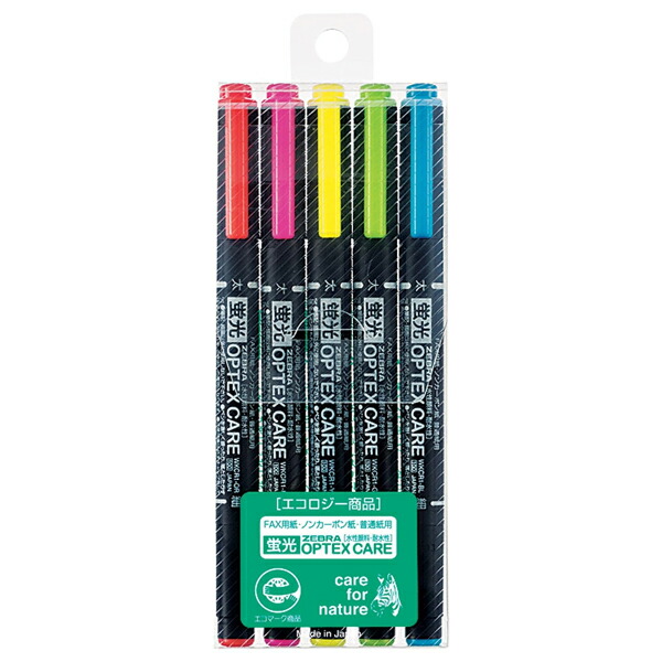 【楽天市場】【まとめ買い】ゼブラ 蛍光ペン 蛍光オプテックスケア 細字丸芯+太字角芯 5色セット 10個/20個 WKCR1-5C：事務蔵