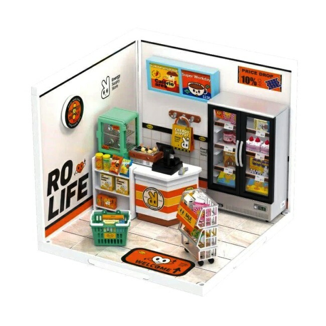 【楽天市場】DIY つくるんです ミニチュアハウス クリエイターシリーズ コンビニ 665021-DW002 日本語説明書付き | ミニチュア ...