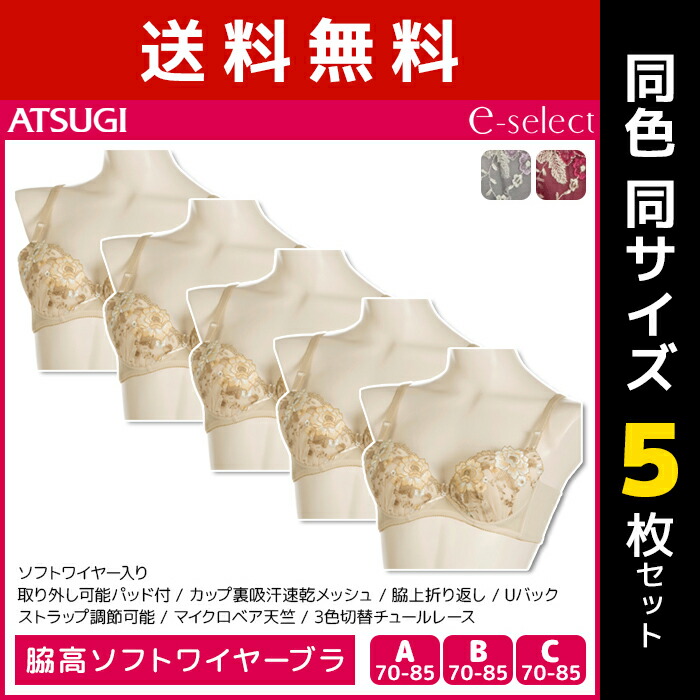 【楽天市場】送料無料 同色5枚セット e-select イーセレクト 脇高ソフトワイヤー ブラジャー アツギ ATSUGI | ブラ 脇高ブラ 脇高ブラジャー 脇肉ブラ 脇高 脇肉 補正ブラ ...