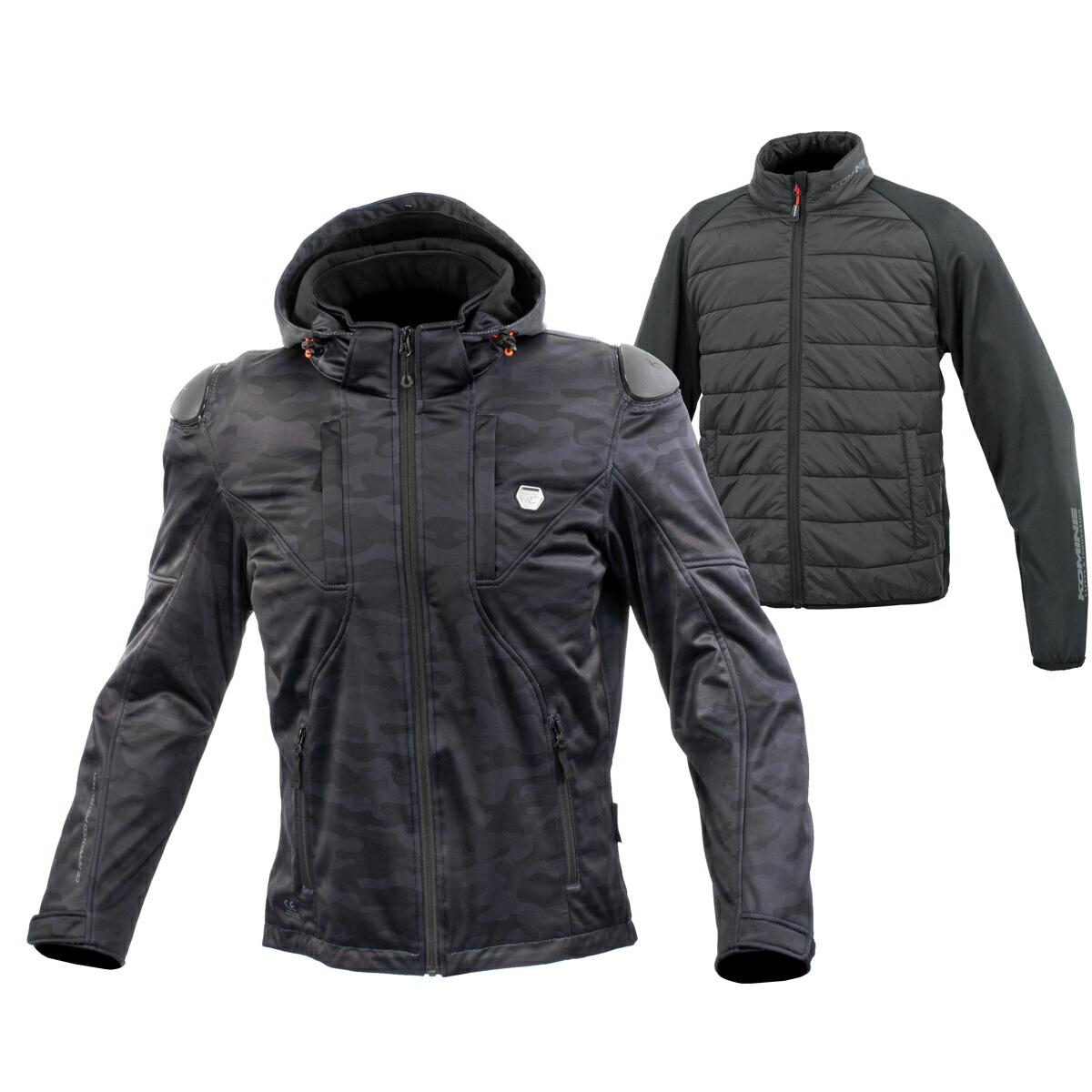 【楽天市場】コミネ KOMINE バイク用 秋冬春 オールシーズンジャケット JK-6235 ハイプロテクトソフトシェルシステムパーカ セット ブラック カモ 2XLサイズ 07-6235 ...