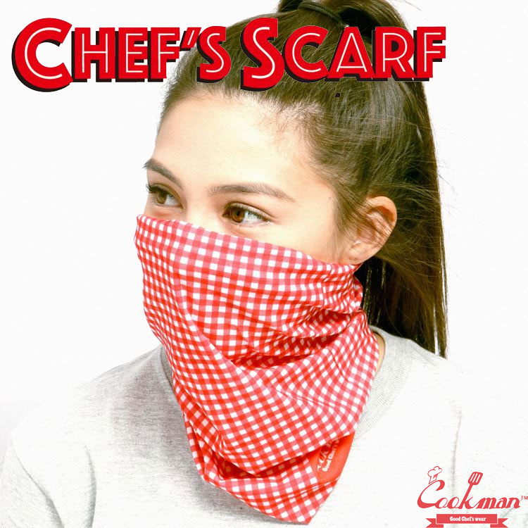 【楽天市場】COOKMAN/クックマン シェフズスカーフ Chef's Scarf Gingham Red ギンガムレッド チェック チューブ ...