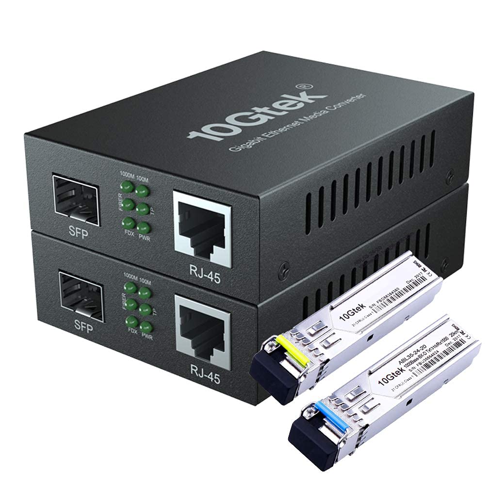 【楽天市場】10Gtek ギガビット 光メディアコンバーター シングルモード LCファイバー 1.25Gb / s ペア10/100 ...