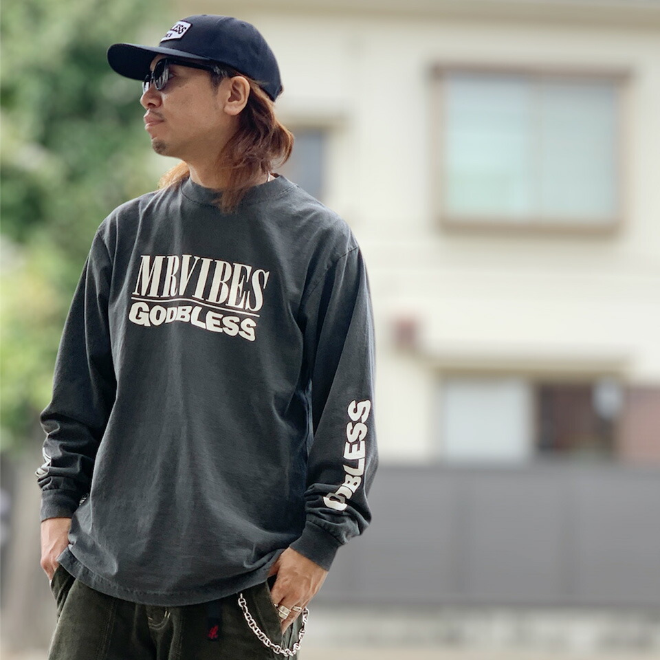 【楽天市場】MRV by Mr.vibes ロンT Tシャツ WASHED NM GOD BLESS L/S Tee 長袖 オリジナル ピグメント ブラック 黒 BLACK：Mr.vibes ...