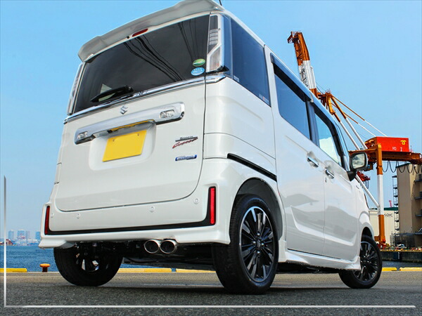 【楽天市場】新型スペーシア 新型スペーシアカスタムMK53S 2本出し マフラーカッター 下向き シルバー テール アクセサリー カスタムパーツ ドレスアップ スズキ リアバンパー：NEXUS ...