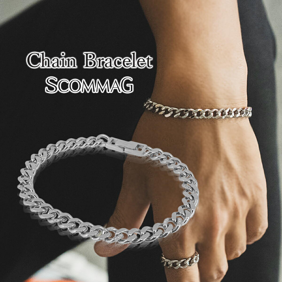 【楽天市場】チェーンブレスレット(L)【ステンレス ブレスレット メンズ ペア SCOMMAG エスカマジー】：BLESS楽天市場店