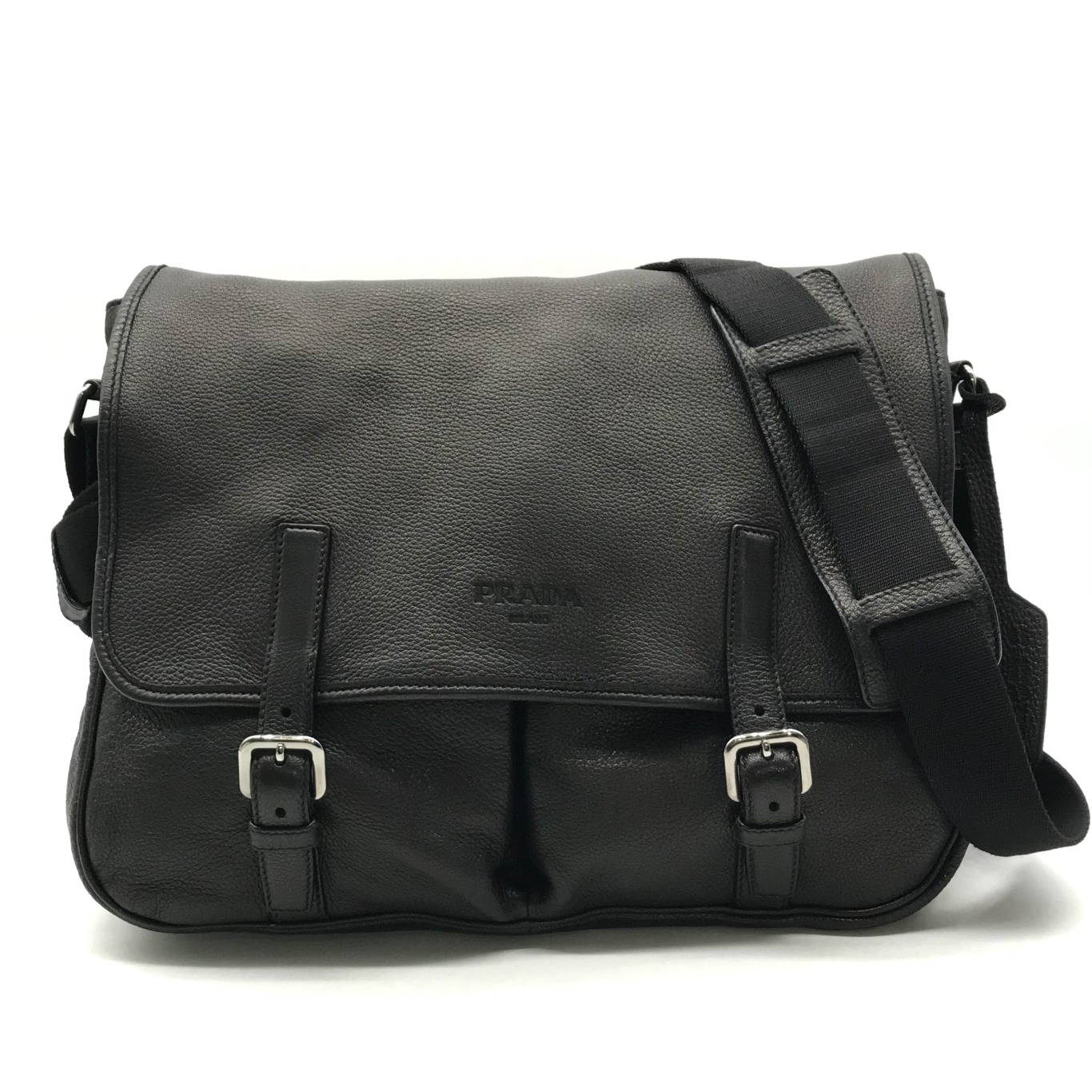 【楽天市場】【中古】美品 PRADA プラダ 鹿革 ディアスキン メッセンジャー ショルダー バッグ ブラック a2543：BEGINSELL