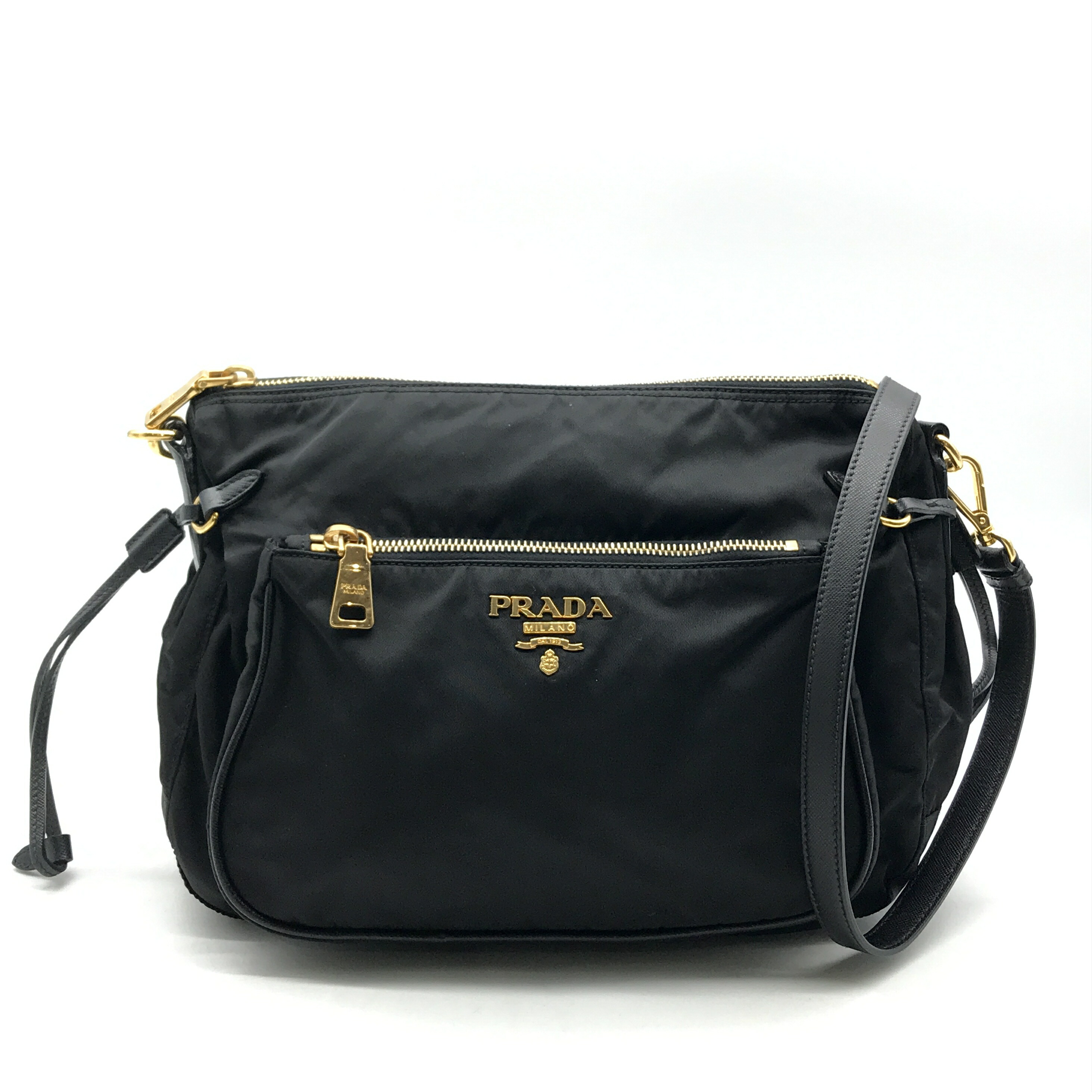 【楽天市場】【中古】良品 PRADA プラダ ロゴ金具 テスート ナイロン サフィアーノ ショルダー バッグ ブラック a2733：BEGINSELL