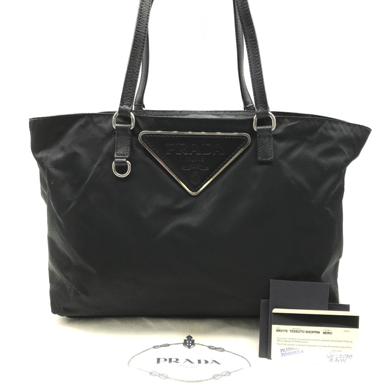 【楽天市場】【中古】美品 PRADA プラダ ビック 三角 ロゴ テスート ナイロン トート ショルダー バッグ ブラック a2843：BEGINSELL