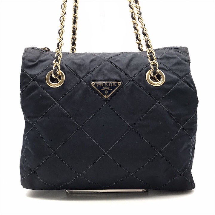 【楽天市場】【中古】良品 PRADA プラダ 三角ロゴ テスート ナイロン キルティング ネイビー ショルダー バッグ k1630：BEGINSELL