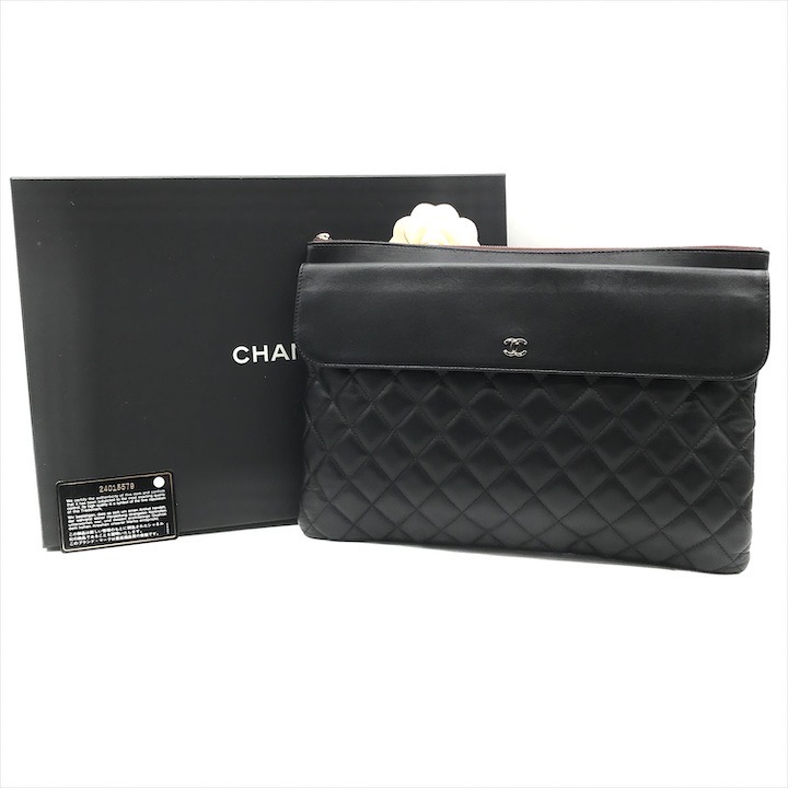 【楽天市場】【中古】展示品 CHANEL シャネル ココマーク マトラッセ ラムスキン クラッチ バッグ ブラック a3353：BEGINSELL