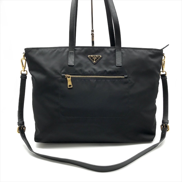 【楽天市場】【中古】美品 PRADA プラダ ロゴプレート ナイロン テスート 2WAY ショルダー トート バッグ ブラック k1851：BEGINSELL