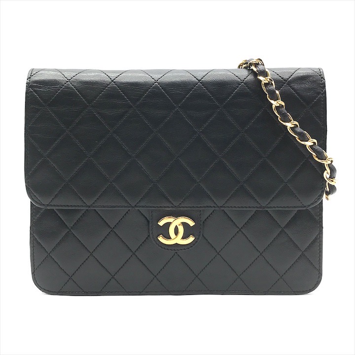 【楽天市場】【中古】良品 CHANEL シャネル ココマーク マトラッセ ラムスキン チェーン ショルダー バッグ ブラック a3580 ...