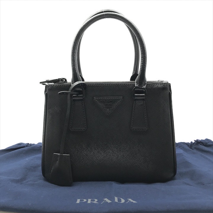 【楽天市場】【中古】美品 PRADA プラダ 三角ロゴ サフィアーノ レザー ガレリア ミニ ハンド バッグ ブラック a3872：BEGINSELL