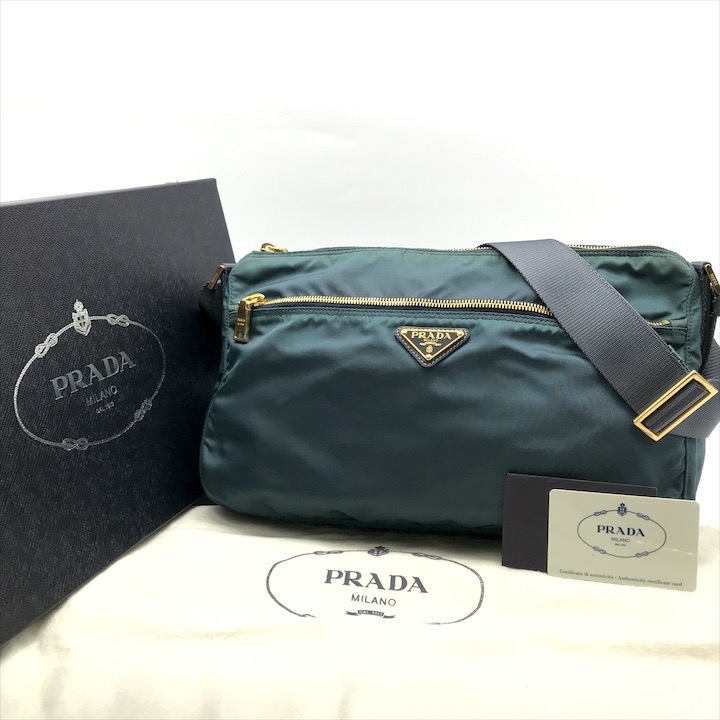 【楽天市場】【中古】良品 PRADA プラダ 三角ロゴ ナイロン テスート ショルダー バッグ グリーン k2025：BEGINSELL