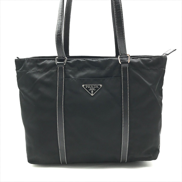【楽天市場】【中古】良品 PRADA プラダ ナイロン レザー 三角ロゴ トート バッグ 肩掛け ブラック k2302：BEGINSELL