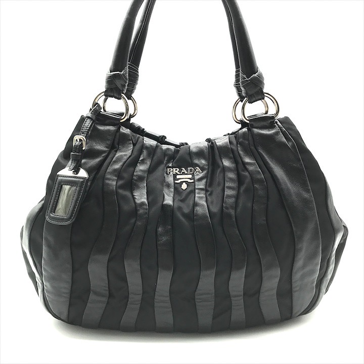 【楽天市場】【中古】美品 PRADA プラダ ブラック レザー ナイロン レディース トート ハンド バッグ k2353：BEGINSELL