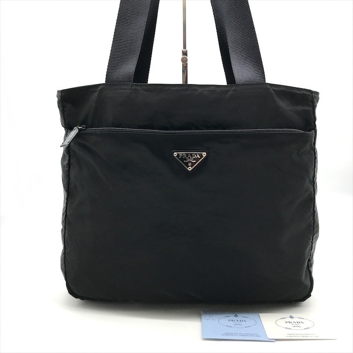 【楽天市場】【中古】良品 PRADA プラダ ナイロン テスート 三角ロゴ トート バッグ ブラック k2431：BEGINSELL