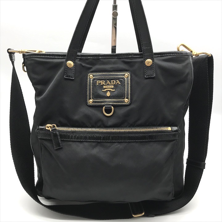 【楽天市場】【中古】良品 PRADA プラダ ロゴ金具 2WAY サフィアーノ ナイロン ハンド ワンショルダー バッグ ブラック a3905：BEGINSELL