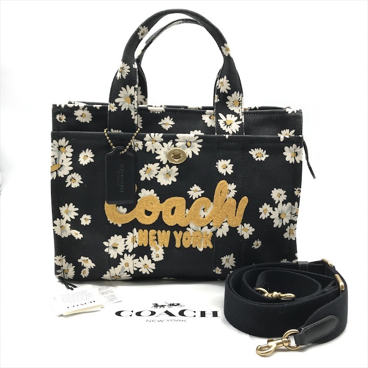 【楽天市場】【中古】良品 COACH コーチ 2WAY 花柄 刺繍 キャンバス ターンロック ハンド ショルダー バッグ ブラック a4027 ...