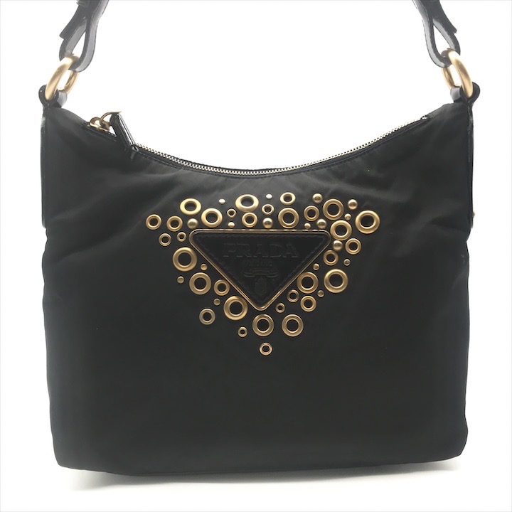 【楽天市場】【中古】PRADA プラダ 三角ロゴ ナイロン テスート スタッズ ハンド ショルダー バッグ ブラック a4129：BEGINSELL