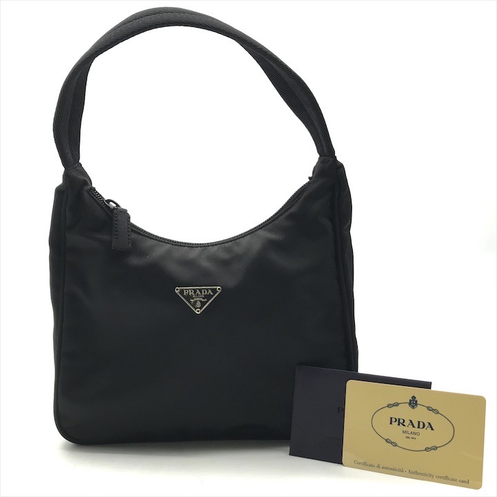 【楽天市場】【中古】美品 PRADA プラダ 三角ロゴ プレート ナイロン テスート ミニ ハンド バッグ ブラック レディース k2855：BEGINSELL