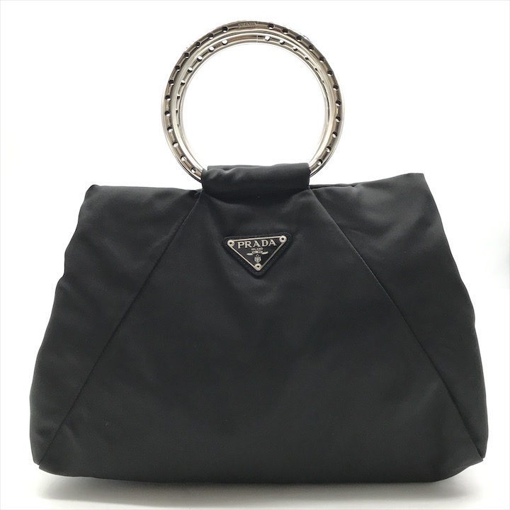 【楽天市場】【中古】美品 PRADA プラダ 三角ロゴ プレート ナイロン テスート メタル ハンドル ハンド バッグ ブラック a4467 ...