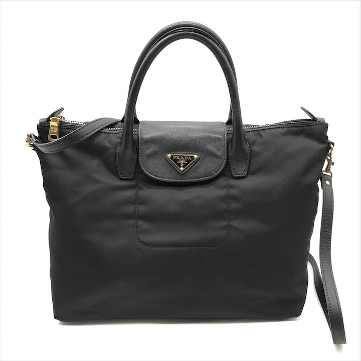 【楽天市場】【中古】良品 PRADA プラダ 三角ロゴ プレート ナイロン 2WAY ハンド ショルダー バッグ ブラック レディース k2954：BEGINSELL