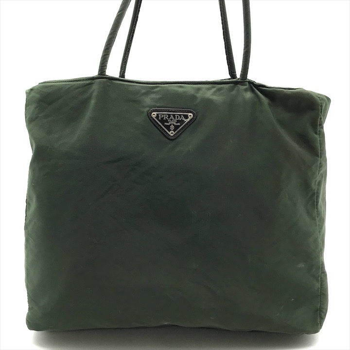 【楽天市場】【中古】PRADA プラダ 三角ロゴ プレート ナイロン テスート トート バッグ グリーン k2196：BEGINSELL