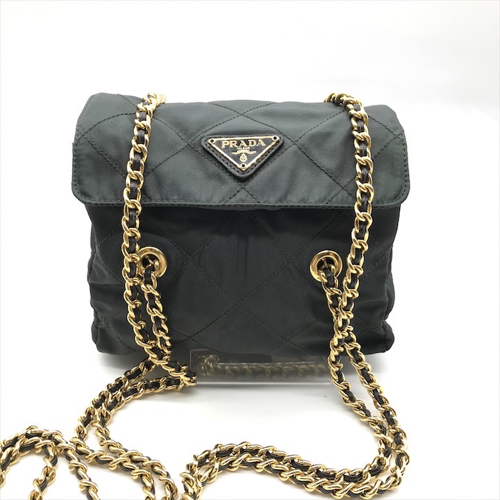 【楽天市場】【中古】良品 PRADA プラダ 三角 ロゴプレート ナイロン テスート ミニ チェーン ショルダー トート バッグ カーキ k3194：BEGINSELL