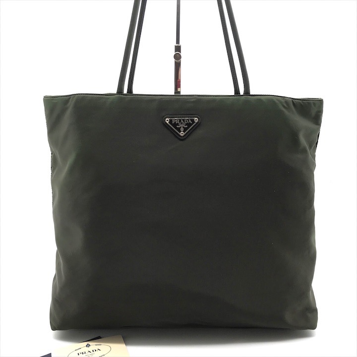 【楽天市場】【中古】PRADA プラダ テスート ナイロン 三角 ロゴプレート ショルダー トート バッグ カーキ k2996：BEGINSELL