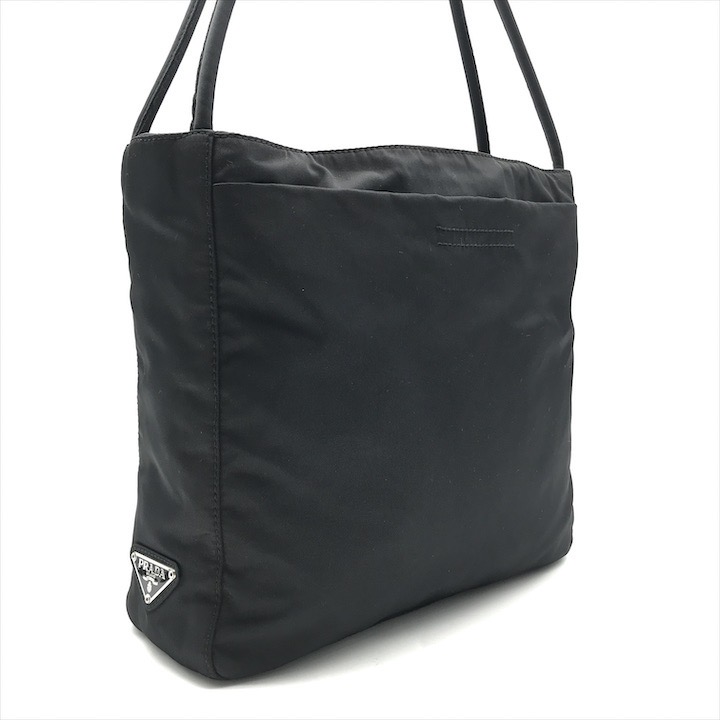 【楽天市場】【中古】良品 PRADA プラダ 三角ロゴ プレート ナイロン テスート トート バッグ ブラック レディース k3638 ...