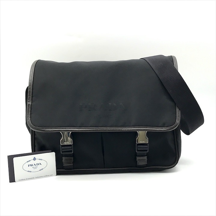 【楽天市場】【中古】美品 PRADA プラダ ナイロン テスート 三角ロゴ レザー メッセンジャー バッグ ブラック k3675：BEGINSELL