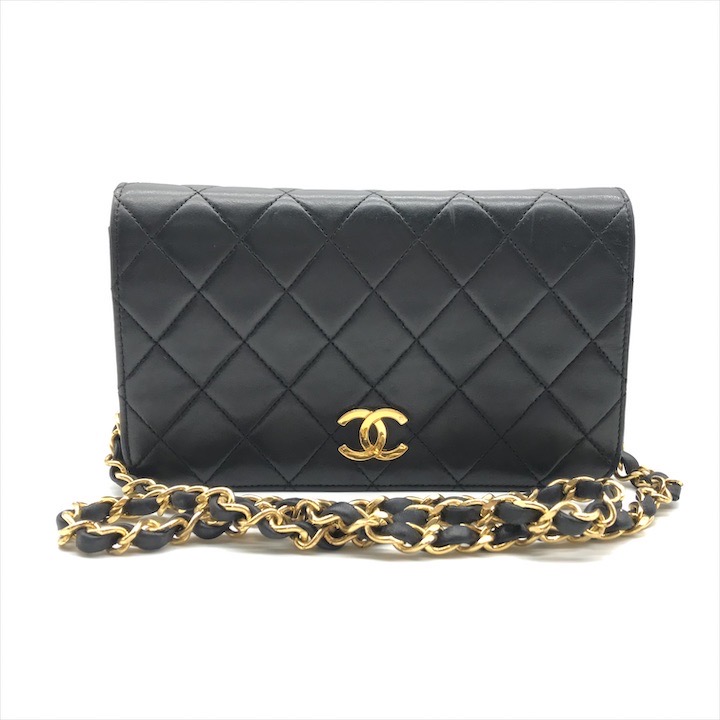 【楽天市場】【中古】美品 CHANEL シャネル ココマーク マトラッセ ラムスキン プッシュロック チェーン ショルダー バッグ ブラック ...