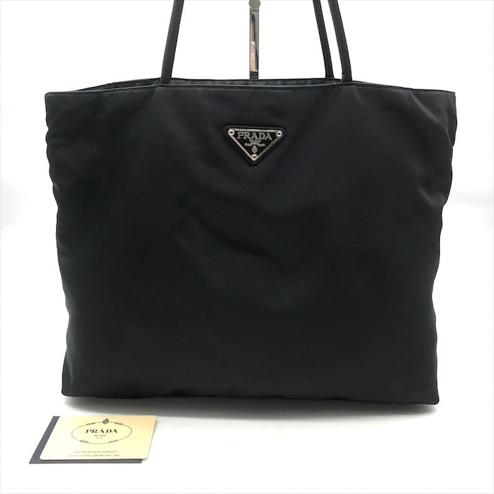 【楽天市場】【中古】良品 PRADA プラダ 三角ロゴ プレート ナイロン テスート トート バッグ ブラック 大容量 ユニセックス k4073：BEGINSELL