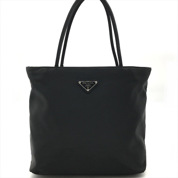 【楽天市場】【中古】良品 PRADA プラダ 三角ロゴ プレート ナイロン テスート ハンド バッグ ブラック レディース k4280：BEGINSELL
