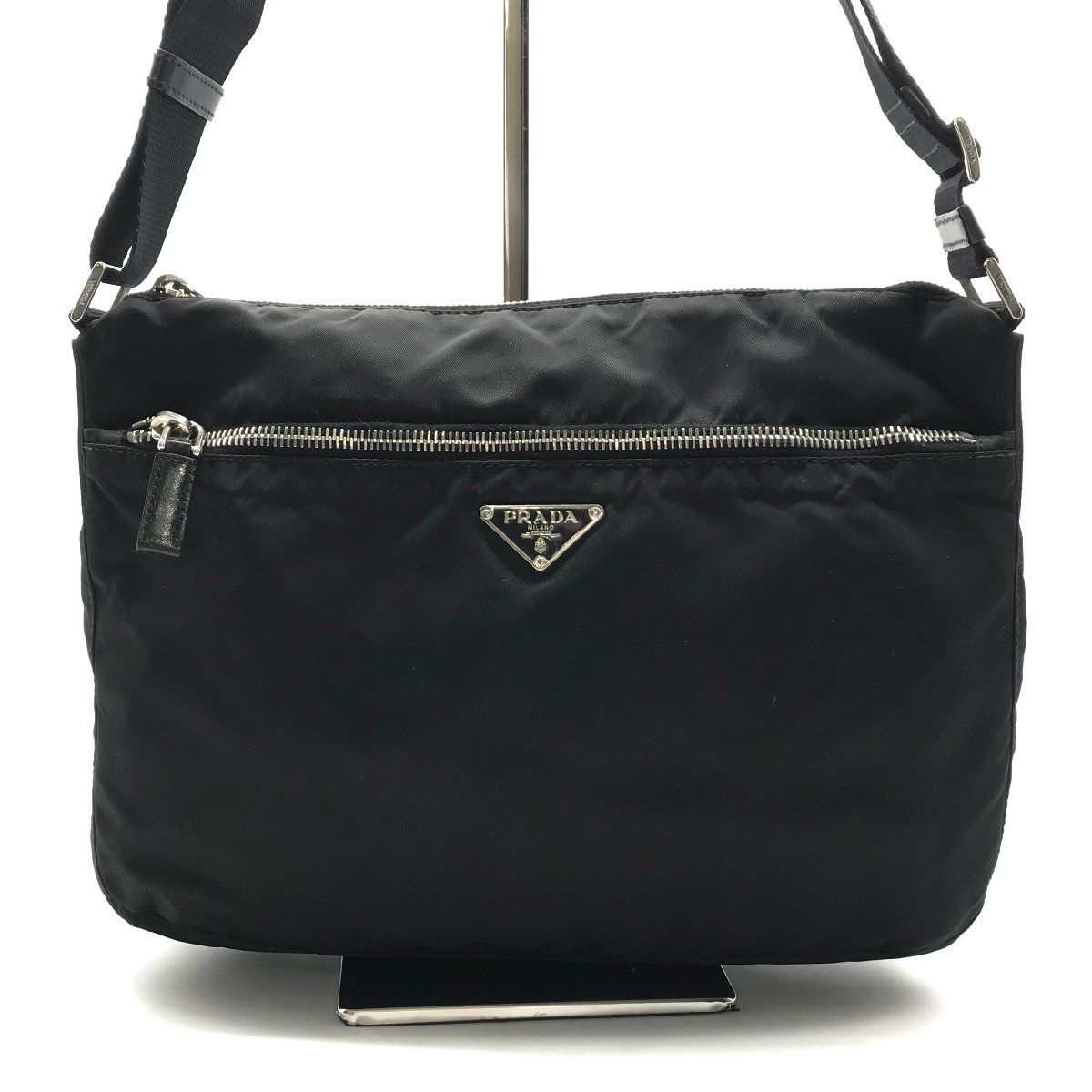 【楽天市場】【中古】PRADA プラダ トライアングル ロゴ プレート テスート ナイロン ショルダー バッグ ブラック 良品 k999：BEGINSELL
