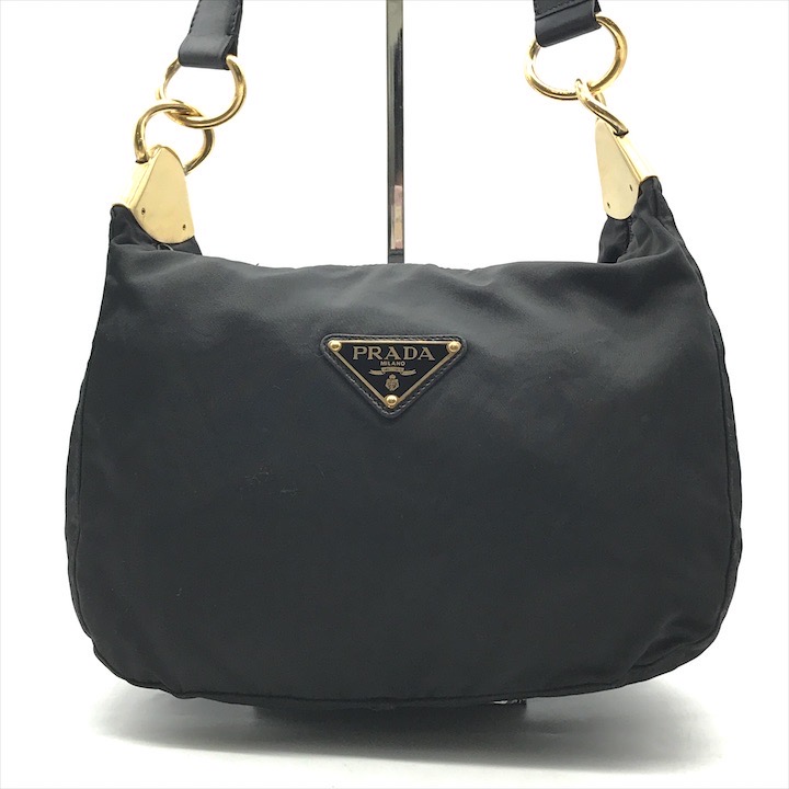 【楽天市場】【中古】良品 PRADA プラダ 三角ロゴ プレート ナイロン テスート SV金具 ハンド ワンショルダー バッグ ブラック レディース a5982：BEGINSELL