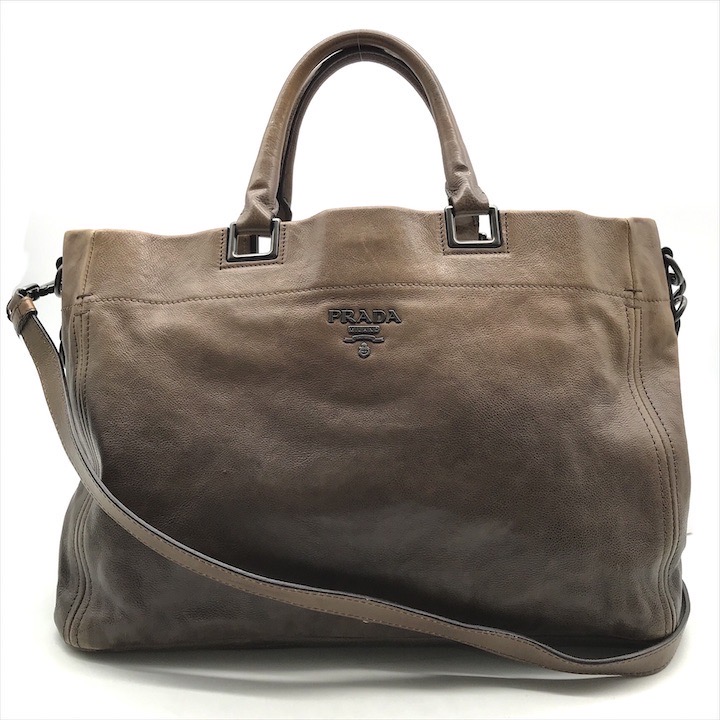 【楽天市場】【中古】良品 PRADA プラダ ロゴ オールレザー 2WAY ハンド ショルダー バッグ ブラウン グラデーション a6146：BEGINSELL