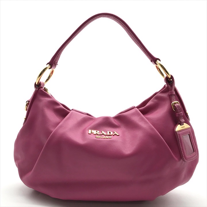 【楽天市場】【中古】美品 PRADA プラダ ロゴ金具 レザー ハンド ワンショルダー バッグ 肩掛け ピンク レディース a6562：BEGINSELL