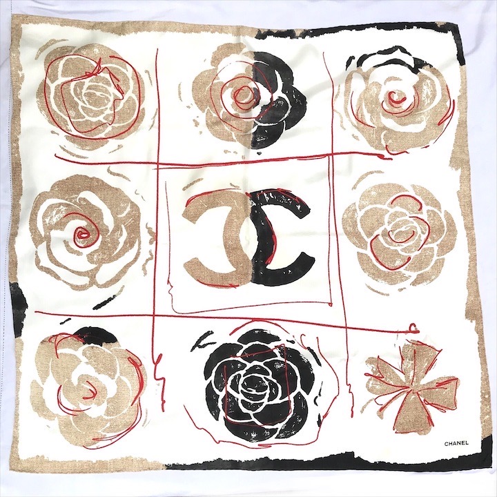 【楽天市場】【中古】良品 CHANEL シャネル ココマーク カメリア 大判 スカーフ シルク 100％ レディース k4553：BEGINSELL