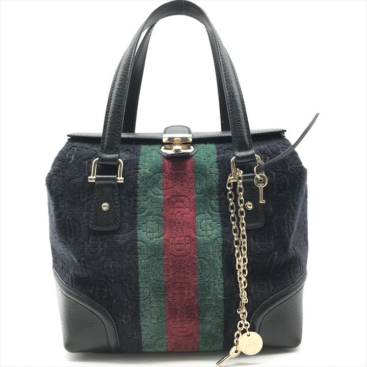 【楽天市場】【中古】美品 GUCCI グッチ シェリーライン レザー ベロア スクエア ハンド ボストン バッグ a6885：BEGINSELL